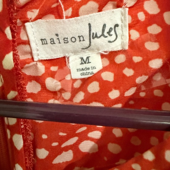 Maison Jules | Other | Maison Jules Vibrant Red Dress With White Dots ...